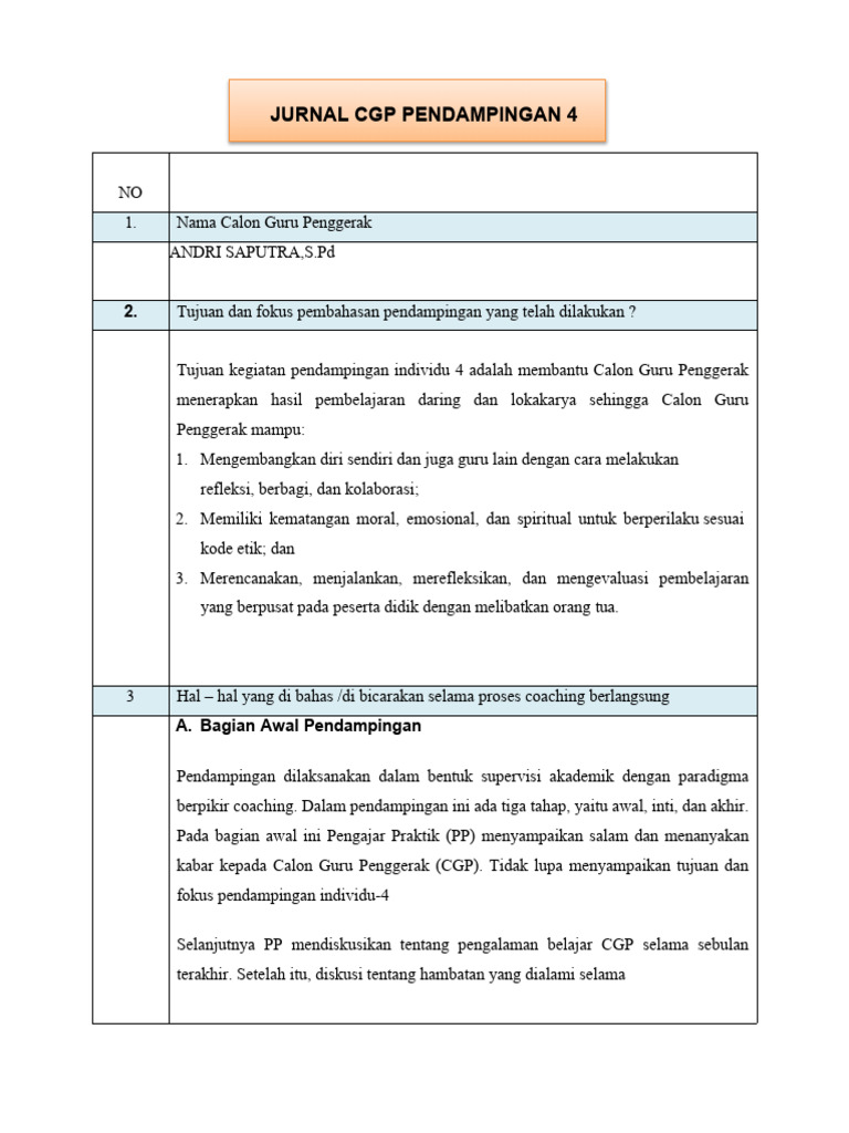 Jurnal CGP Pendampingan Ke - 4 - Andri Saputra | PDF | Karier & Perkembangan