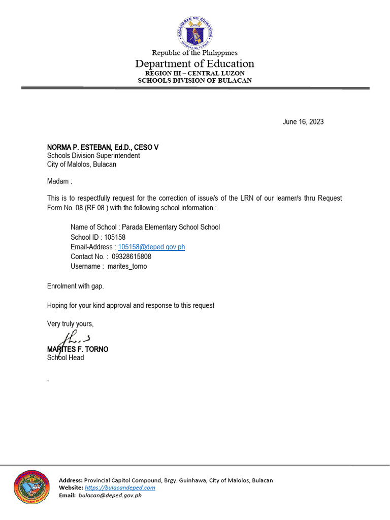 Lis RF Request Letter | PDF