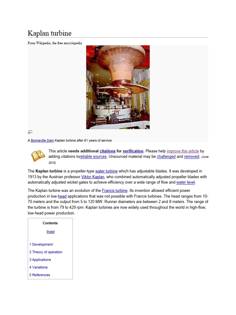 Kaplan Turbine | PDF | Rotating Machines | Energy Conversion
