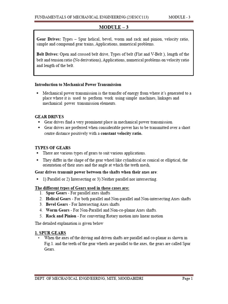 Types of Gear Drives in Engineering | PDF | Gear | Belt (Mechanical)