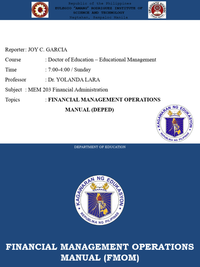 DepEd Financial Management Manual | PDF | Financial Statement | Budget