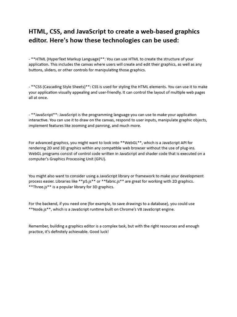 Graphics Editor Project Guide | Download Free PDF | Web Gl | Java Script