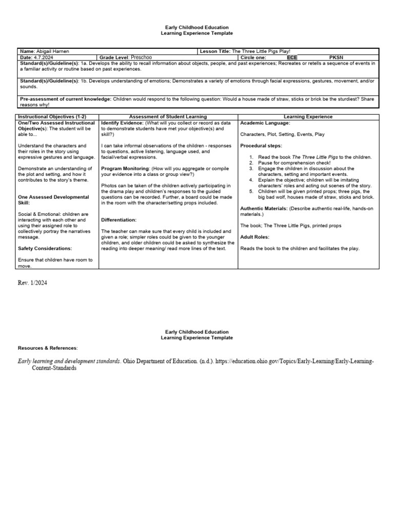 Drama Lesson Plan Preschool | PDF | Early Childhood Education | Reading ...