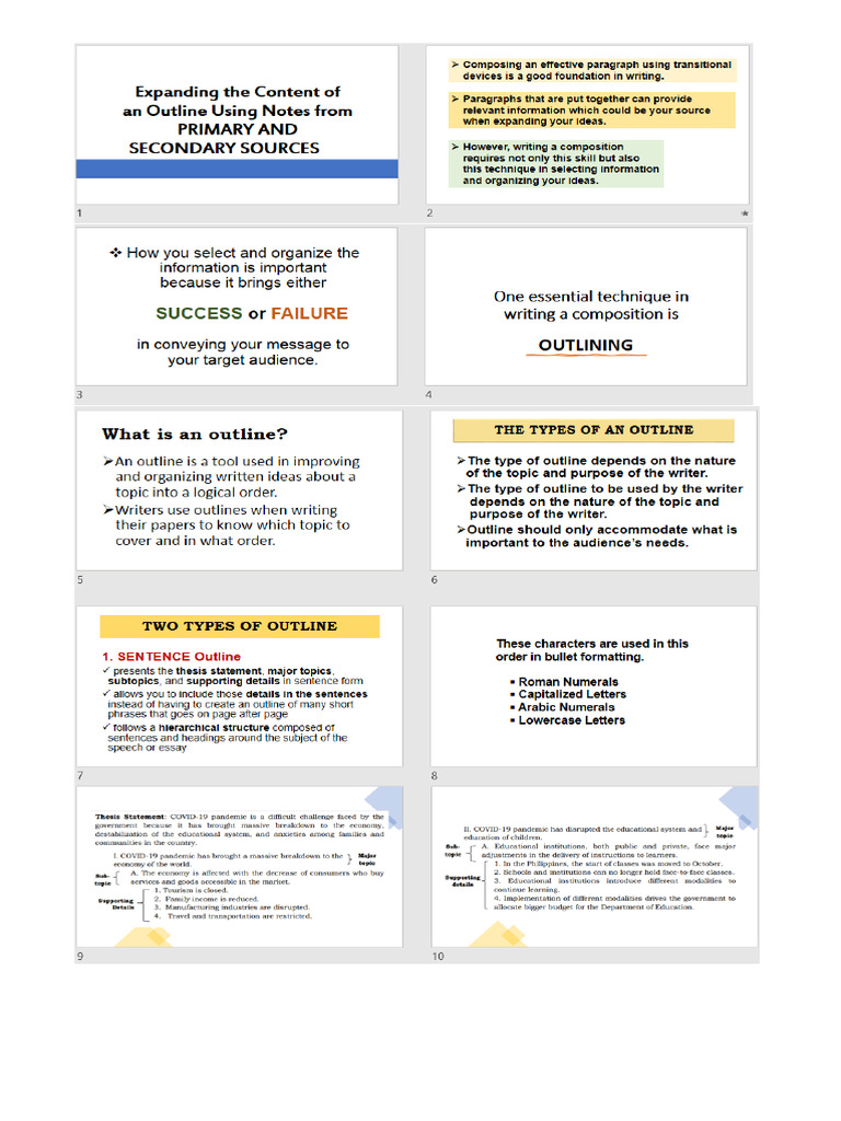 L2 - Expanding Outline Content Using Primary and Secondary Sources 2 | PDF
