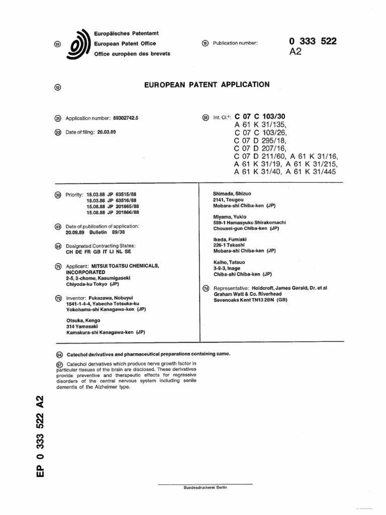 Catechol Derivatives and Pharmaceutical Preparations Containing Same ...