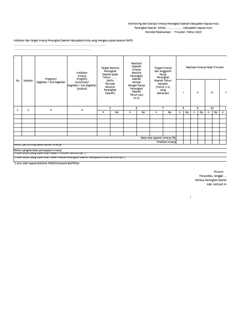 Form Monev 2023 | PDF