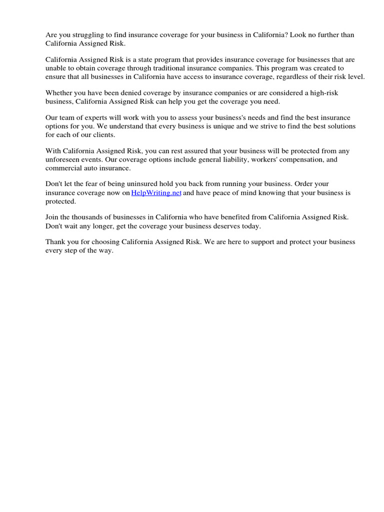 California Assigned Risk | PDF | Insurance | Vehicle Insurance