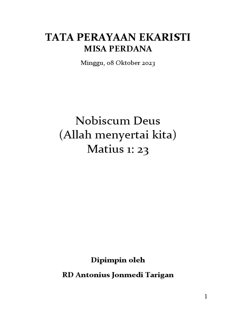Tpe Misa Perdana | PDF | Agama & Spiritualitas