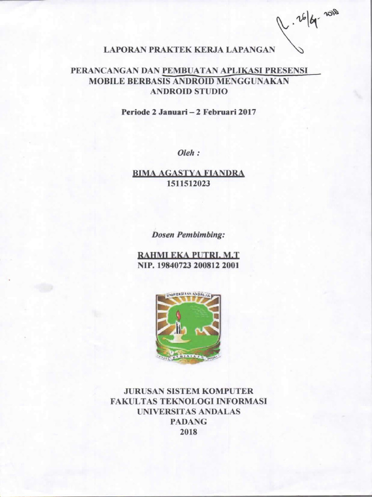 Laporan Praktek Kerja Lapangan BIMA AGASTYA | PDF