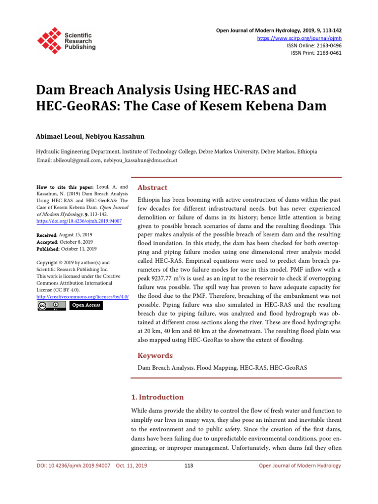 Dam Breach Analysis Using HEC RAS and HE | PDF | Flood | Dam