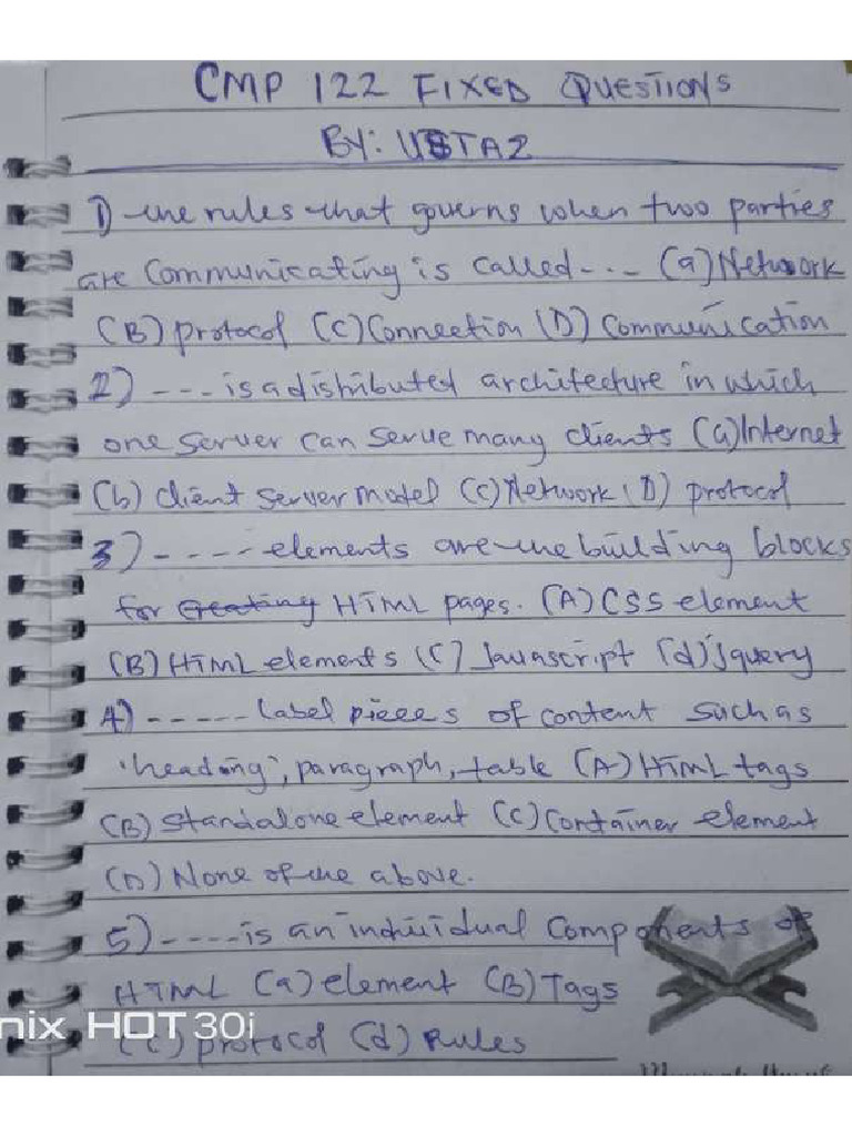 CMP 122 Fized Questions | PDF