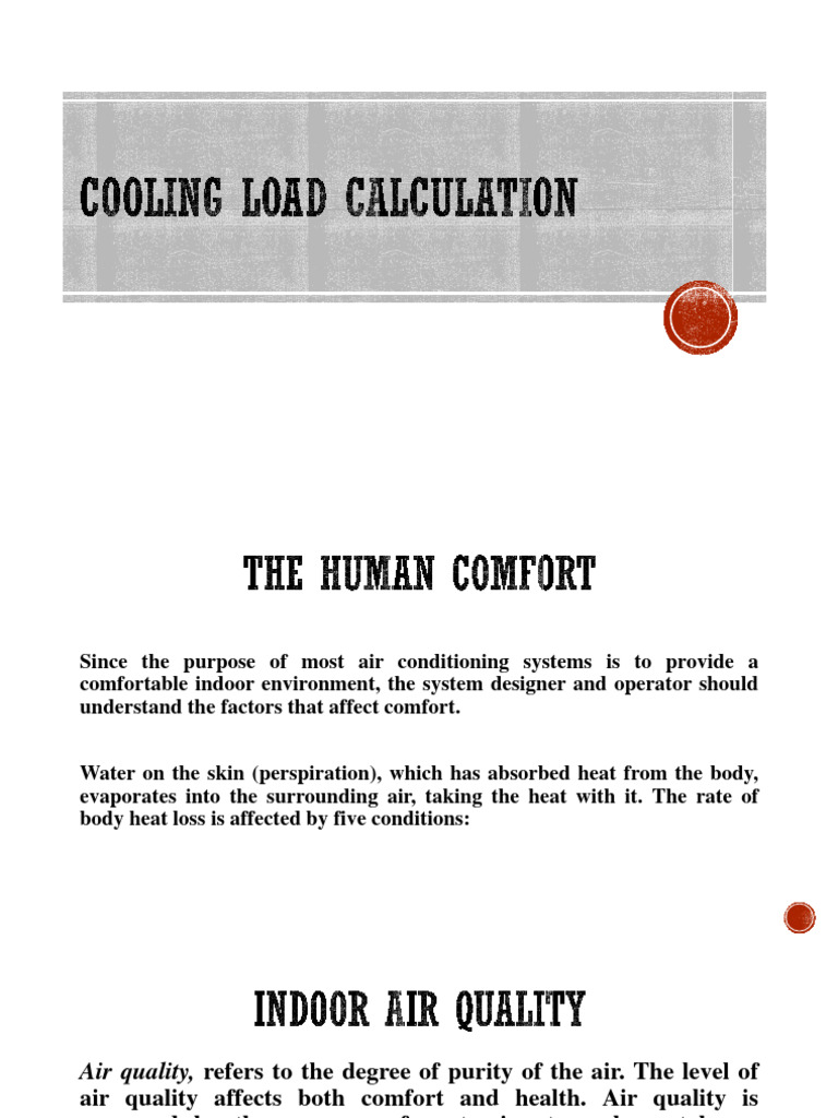 Cooling Load Calculation | PDF | Air Conditioning | Atmosphere Of Earth