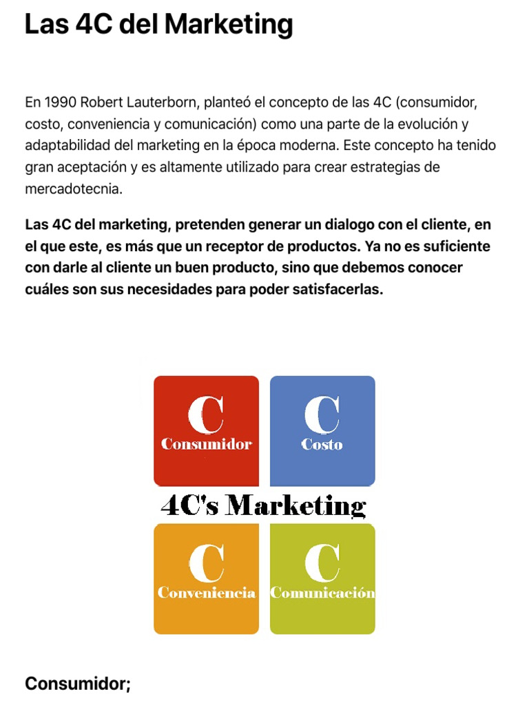 Las 4C del Marketing Moderno | PDF | Marketing | Producto (Negocio)