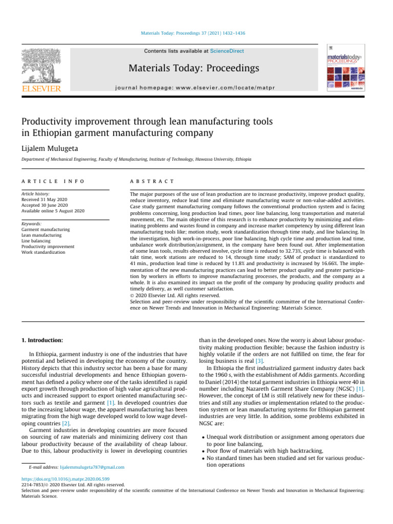 Art 4. Sem3 | PDF | Lean Manufacturing | Clothing Industry