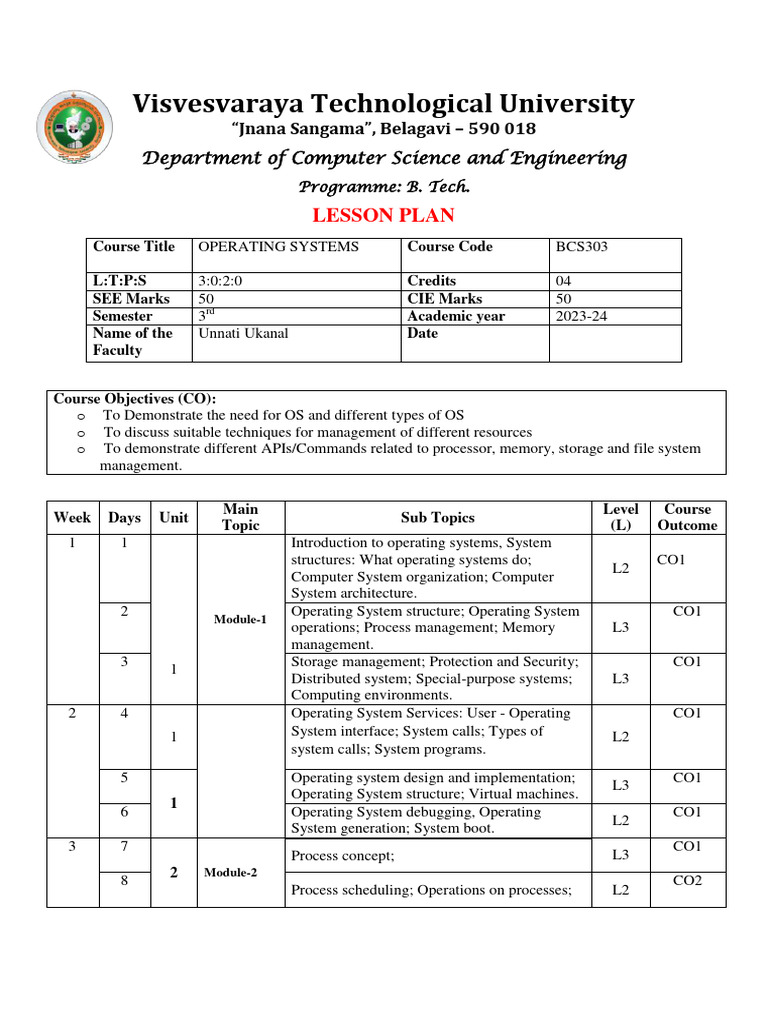 Operating System Lesson Plan 2024 | PDF | Operating System | Thread ... Operating System Lesson Plan 2024 | PDF | Operating System | Thread ...
