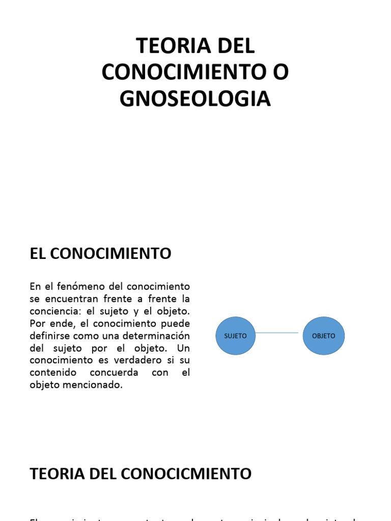 Teoría del Conocimiento: Gnoseología y Epistemología | PDF | Realismo filosófico | Conocimiento