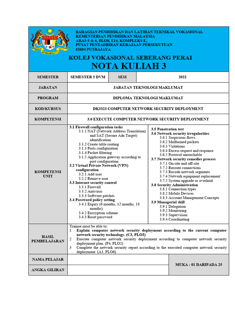 Nota Kuliah k3 | PDF