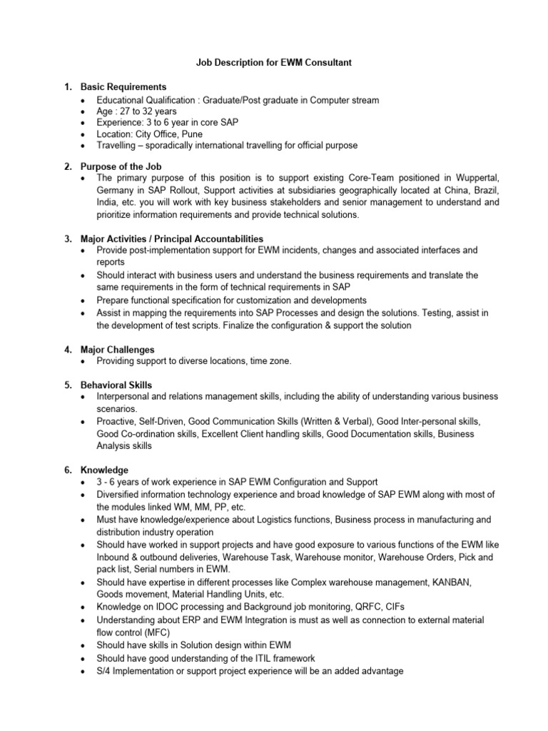 JD - EWM Consultant | PDF | Computing | Business