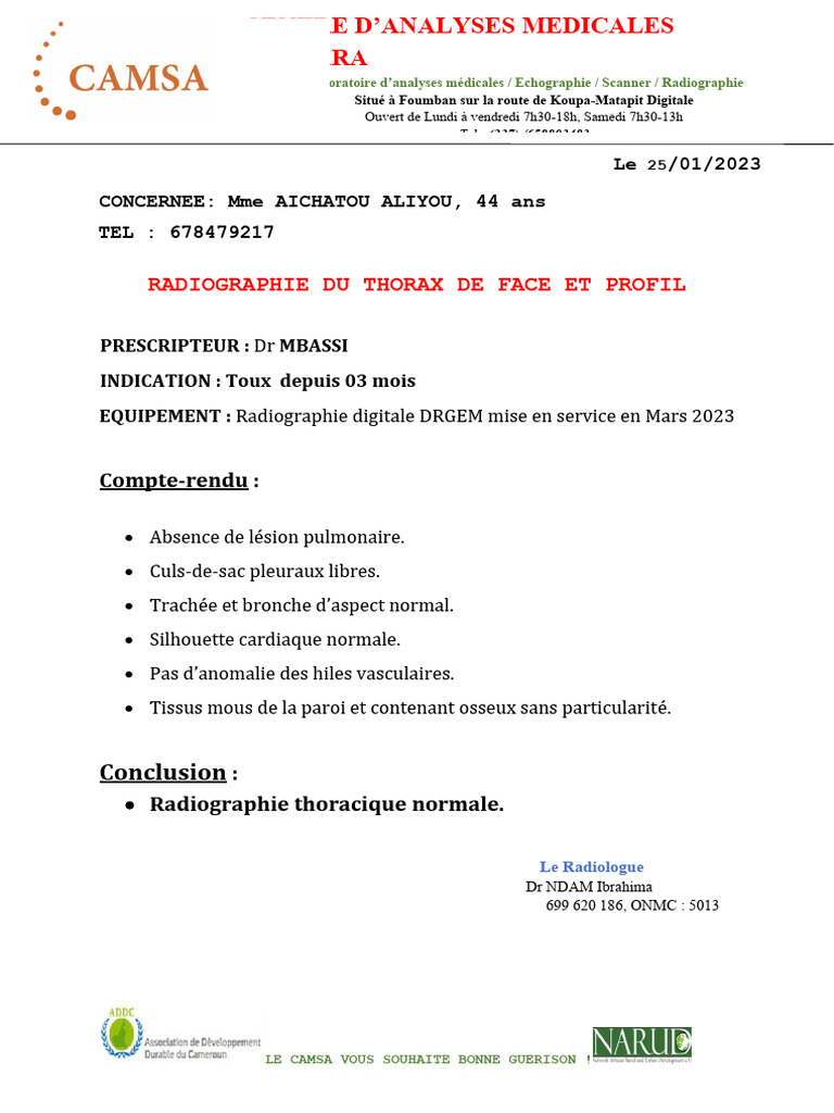 RX Thorax Normale-AICHATOU | PDF