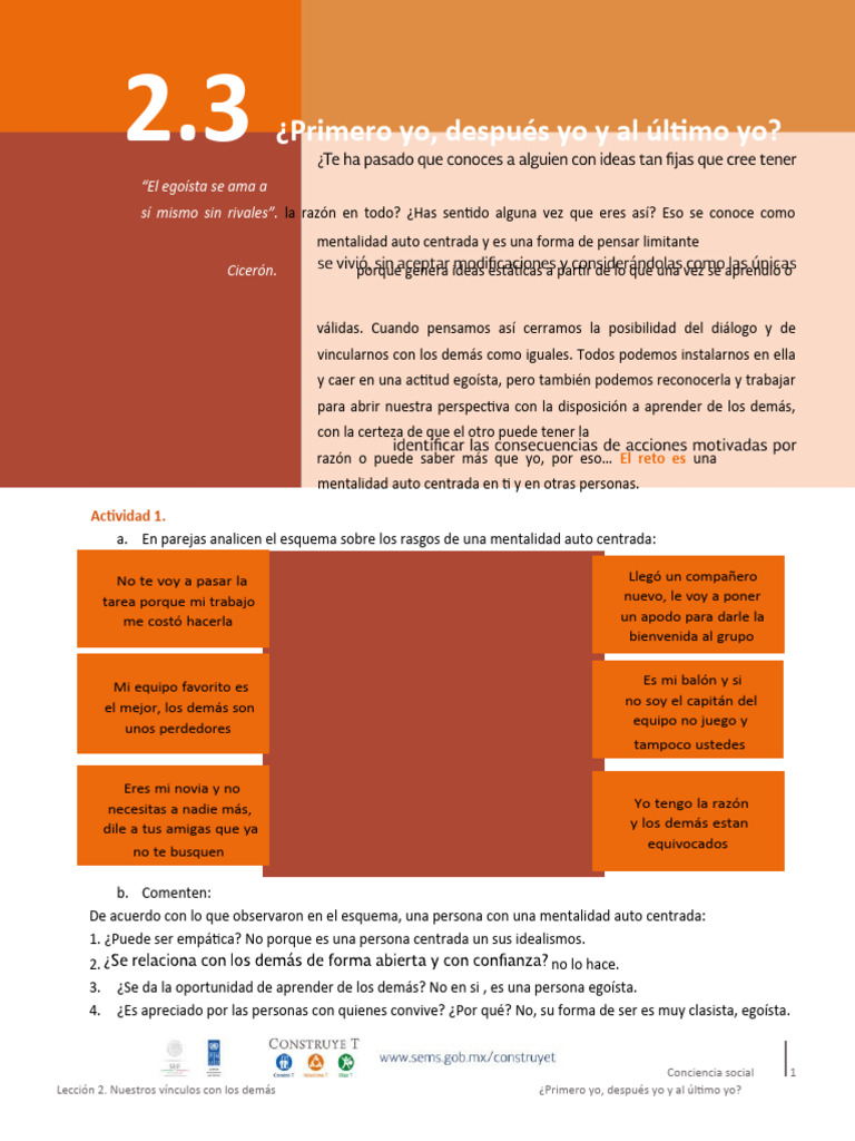 2.3 E Primero Yo Despues Yo y Al Ultimo Yo M2 RU R2 | PDF