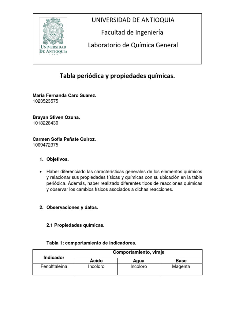 Informe Tabla Periodica y Propiedades | Descargar gratis PDF | Ácido clorhídrico | Ph