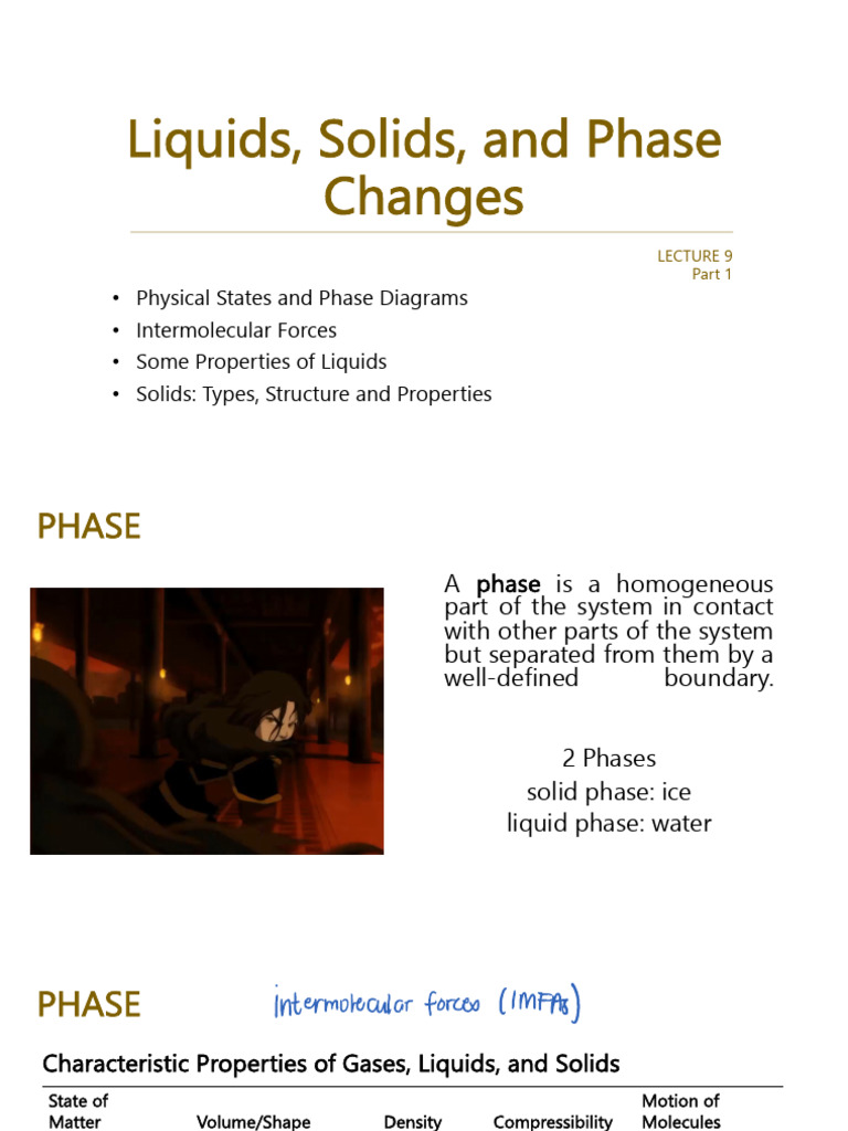 Lecture 9 - Liquids Solids and Phase Changes | PDF | Intermolecular Force | Liquids
