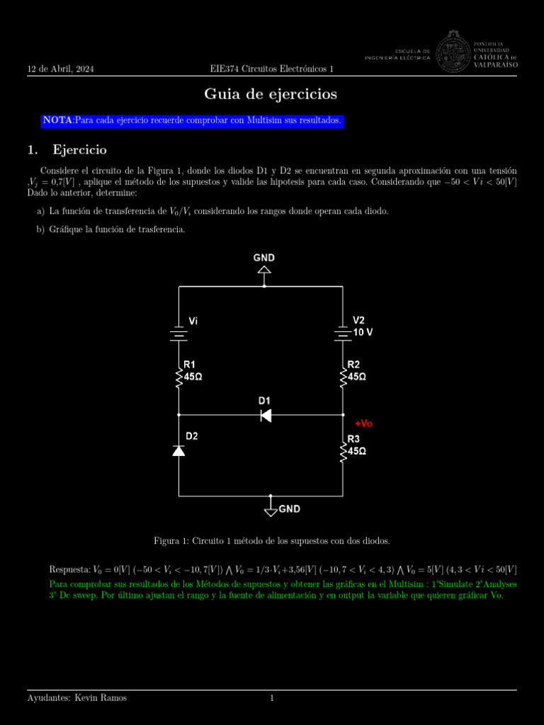 Ejercicios de Circuitos con Diodos | PDF | Ingenieria Eléctrica | Electricidad