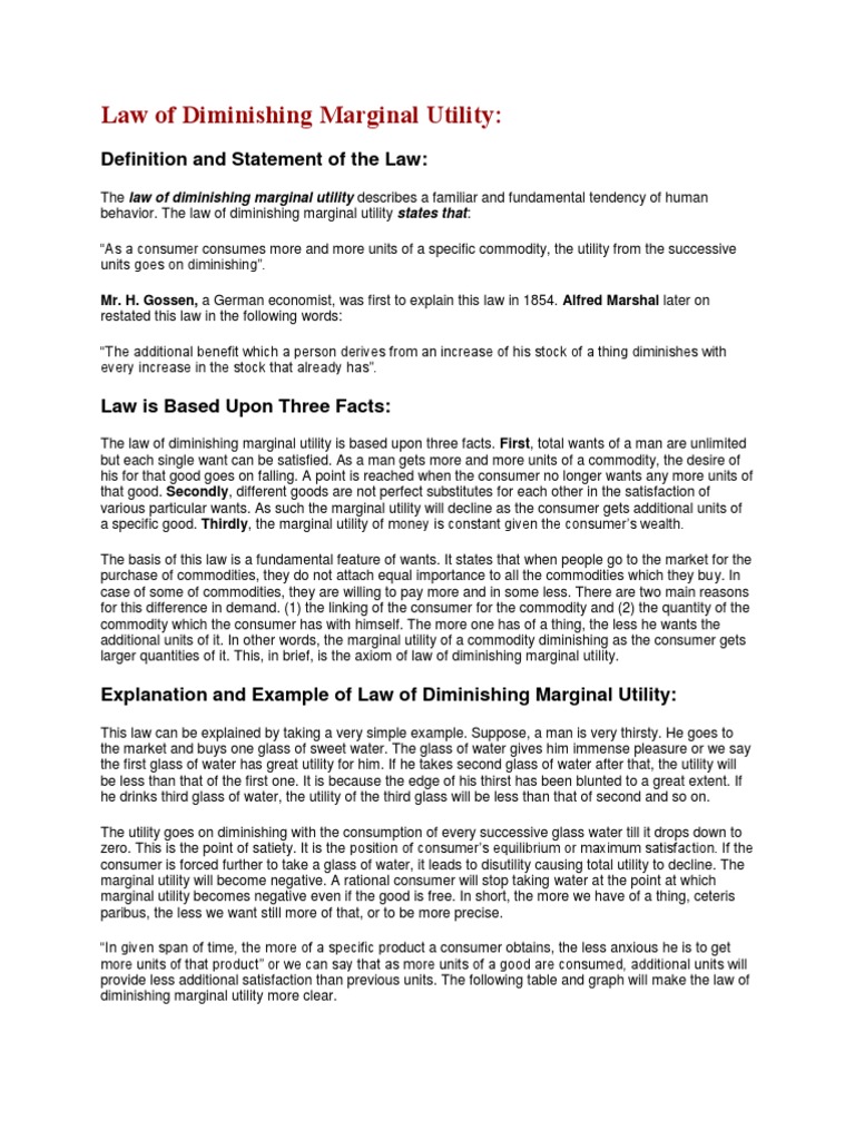 Law of DMU | PDF | Utility | Marginal Utility