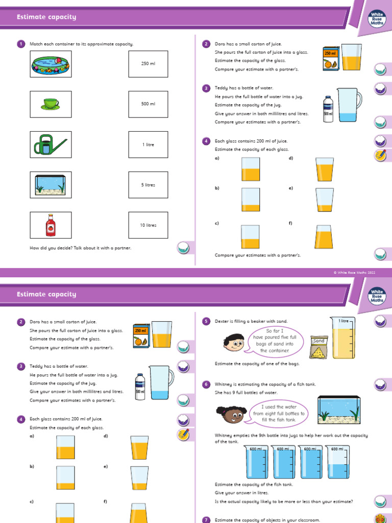 Worksheet 4 Pdf Litre Volume