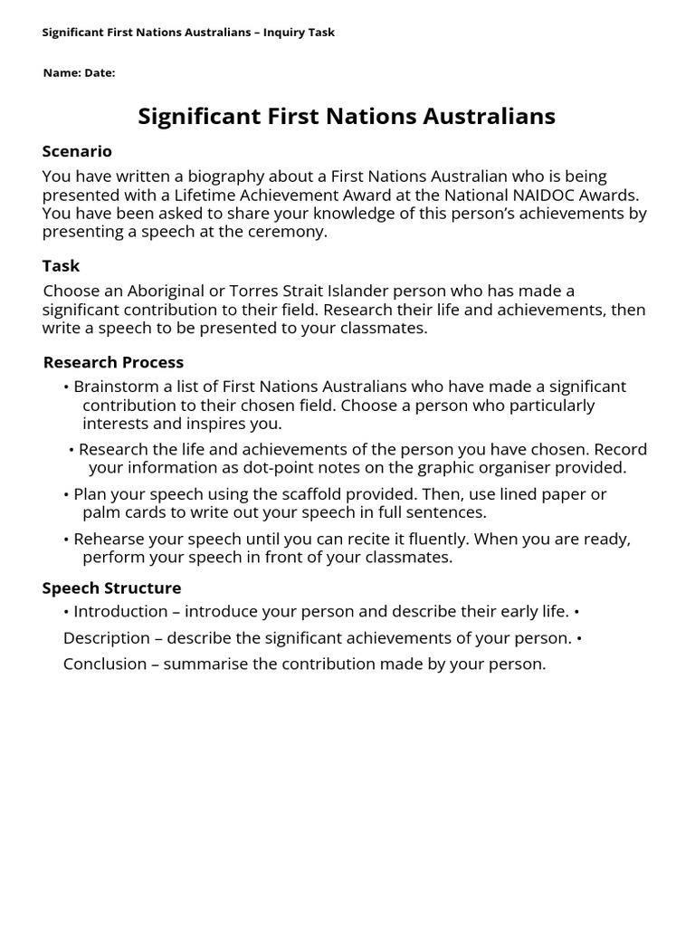 Significant First Nations Australians Inquiry Task | PDF
