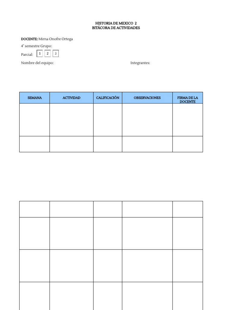 HISTORIA DE MEXICO BITACORA - Docx-1 | PDF