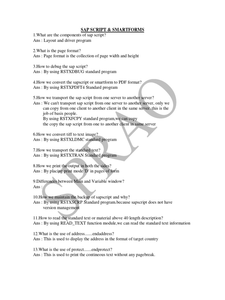 Sap Script and Smartform Interview Questions-1 | PDF | Computer Program | Programming