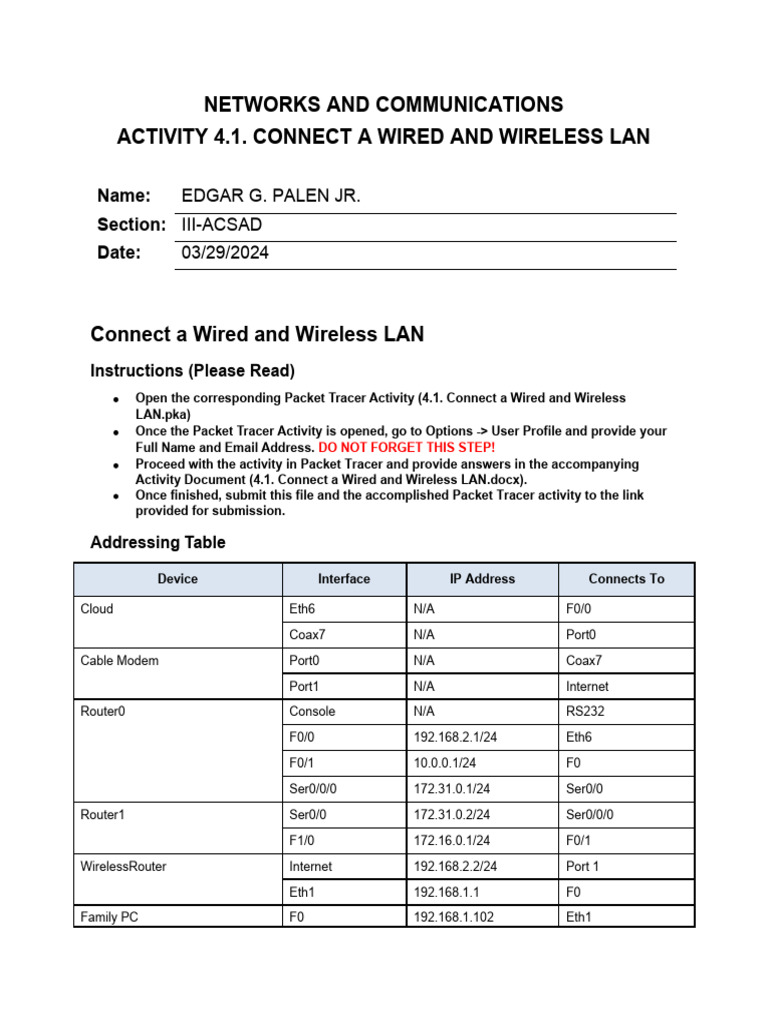 4.1. Connect A Wired and Wireless LAN | PDF | Network Switch | Wireless Lan