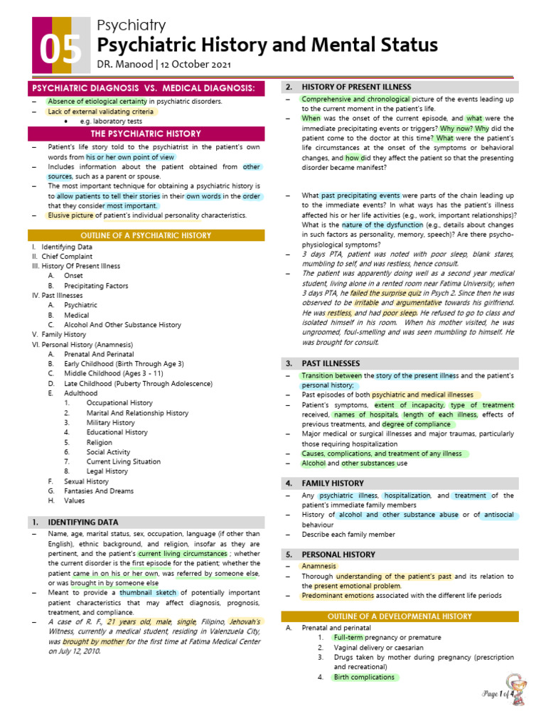 Psychiatric History & Mental Status Exam | PDF | Psychiatry | Mental ...