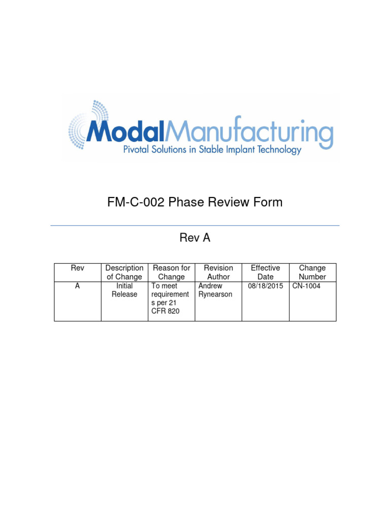 FM-C-002 Phase Review Rev A | PDF | Verification And Validation
