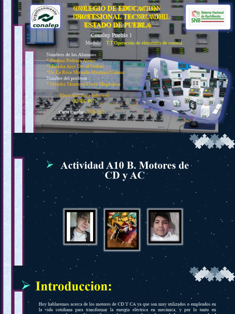 Actividad A10 B. Motores de CD y AC | PDF | Motor eléctrico | Corriente ...