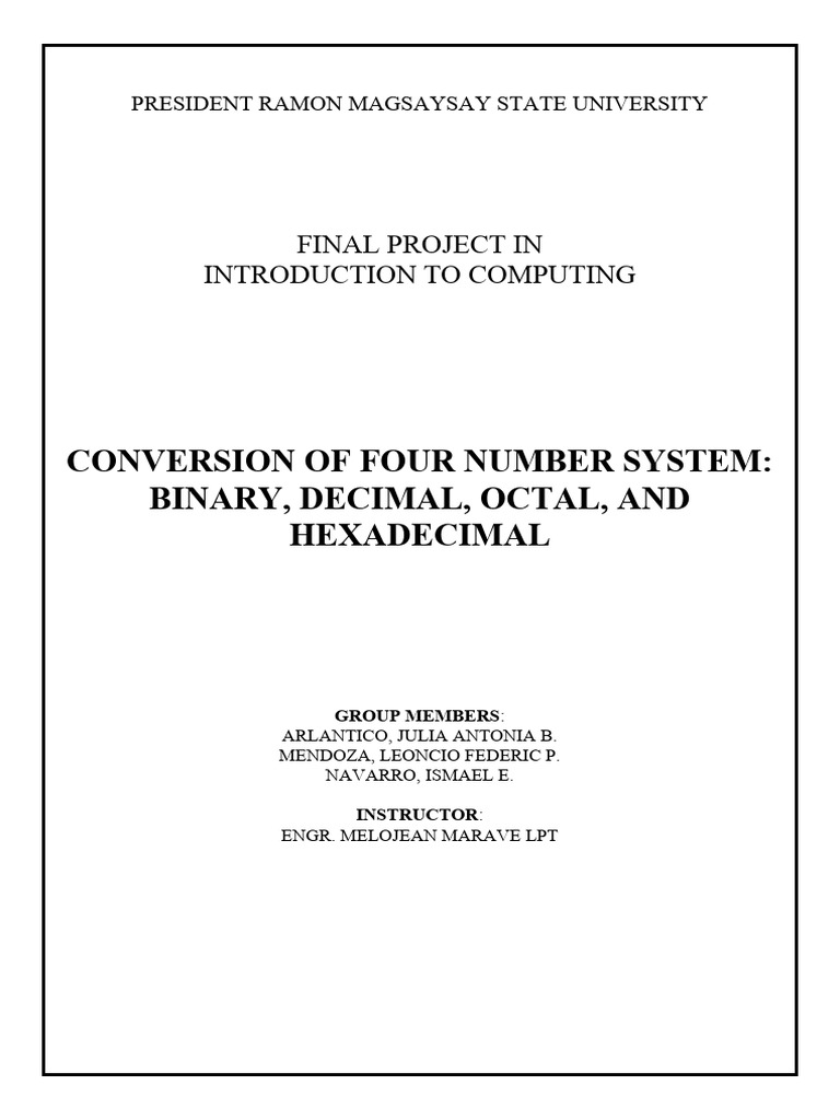 Binary Octal Decimal Hexadecimal Pdf Computing Computer Science