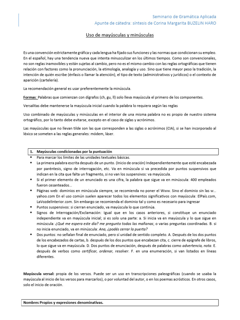Usos de Mayúscula y Minúsculas | PDF | Caso de carta | Ortografía
