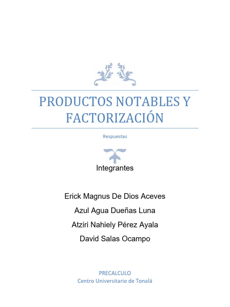 Productos Notables y Factorizacion | PDF | Factorización | Álgebra