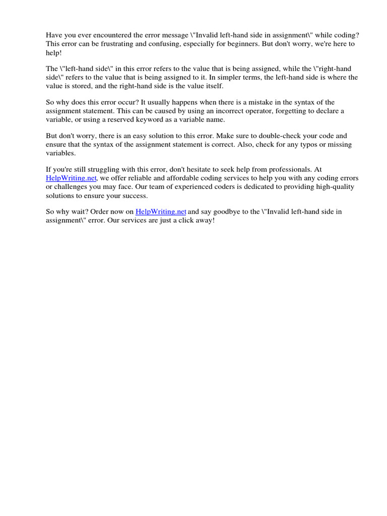 Invalid Left Hand Side In Assignment Pdf Object Computer Science C Sharp Programming