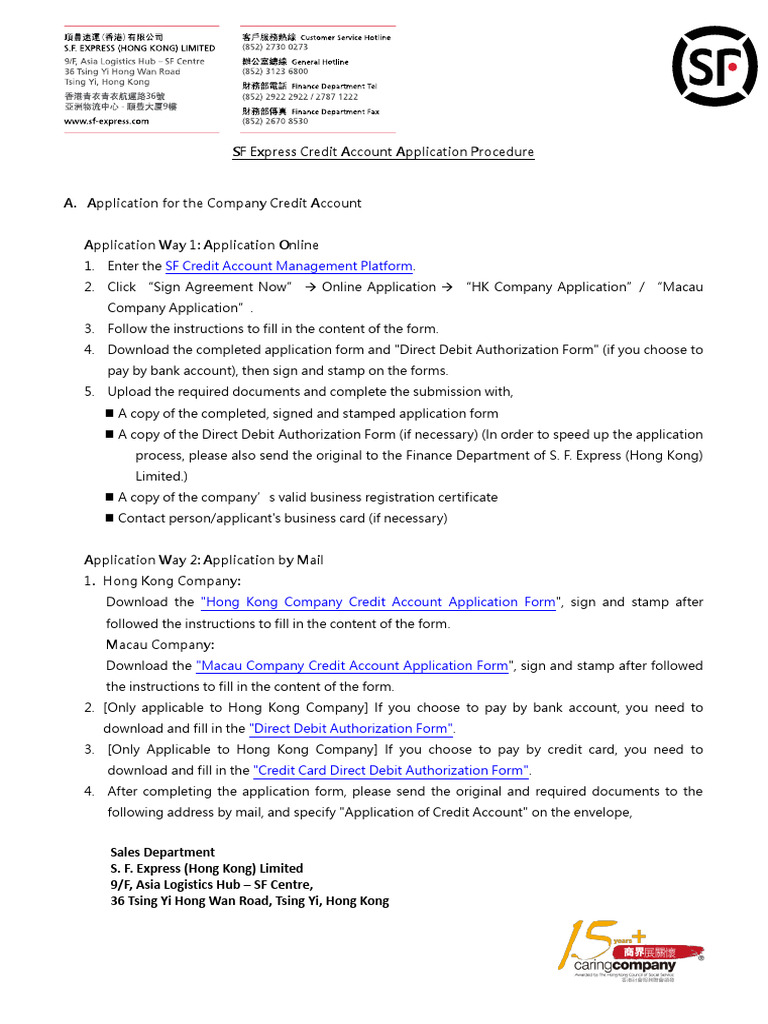 SF Express Credit Account Application Guide | PDF | Debit Card | Credit ...