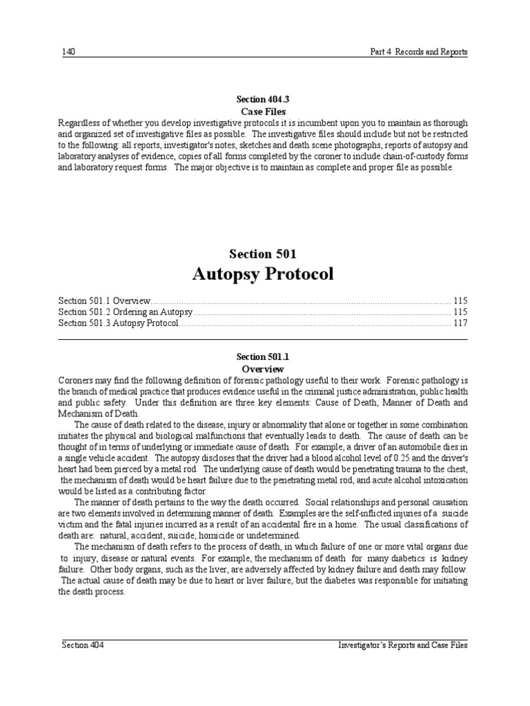 Forensic Autopsy Protocol | Autopsy | Coronary Circulation