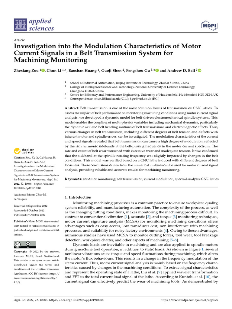 Applsci 12 10088 v2 | PDF | Belt (Mechanical) | Wavelet