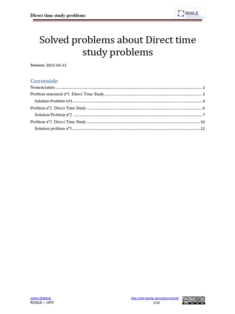 2022 - 04 - 22 Direct Time Study Problems | PDF | Fatigue (Material ...