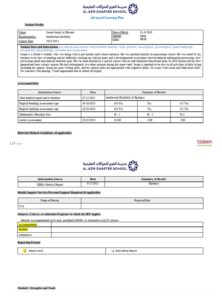 Advanced Learning Plan (ALP) | PDF | Phonics | Syllable