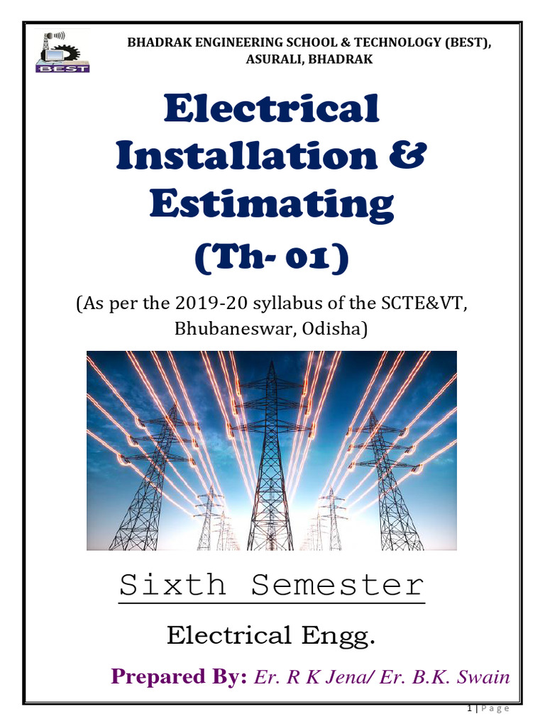 Th-1 Electrical Installation & Estimating(6th Elect.) | PDF | Electrical Substation | High Voltage