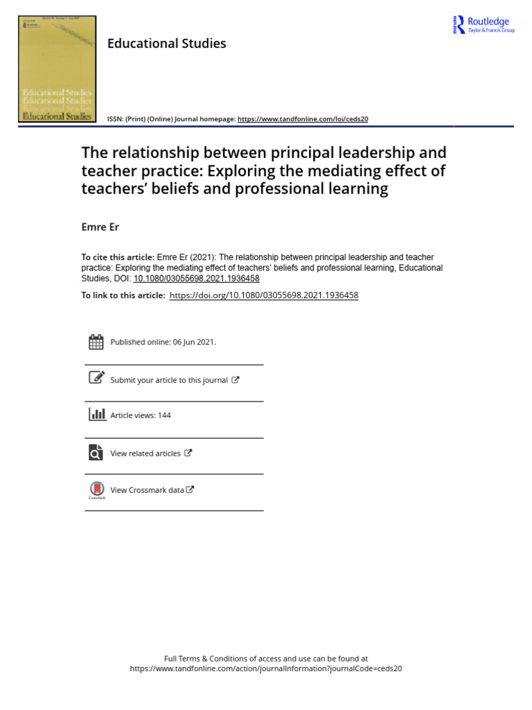 leadershipandTeacherPracticeEmre (2021) | PDF | Psychology ...