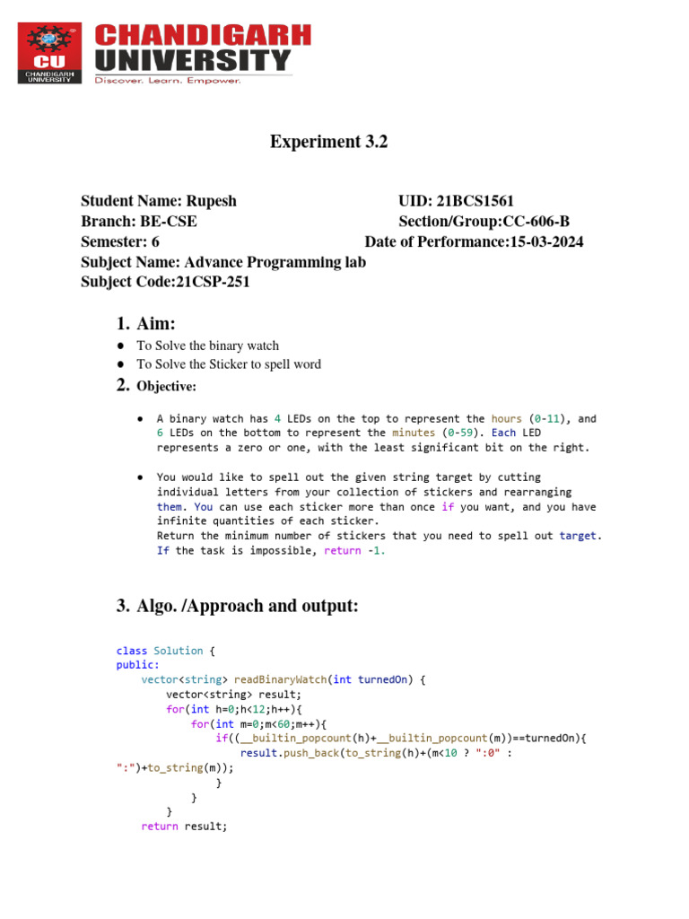 AP Exp 3.2 - Rupesh | PDF | Computer Programming | Computer Science
