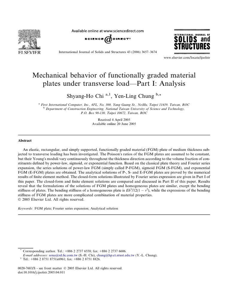 Mechanical Behavior of Functionally Graded Material Plates Under ...