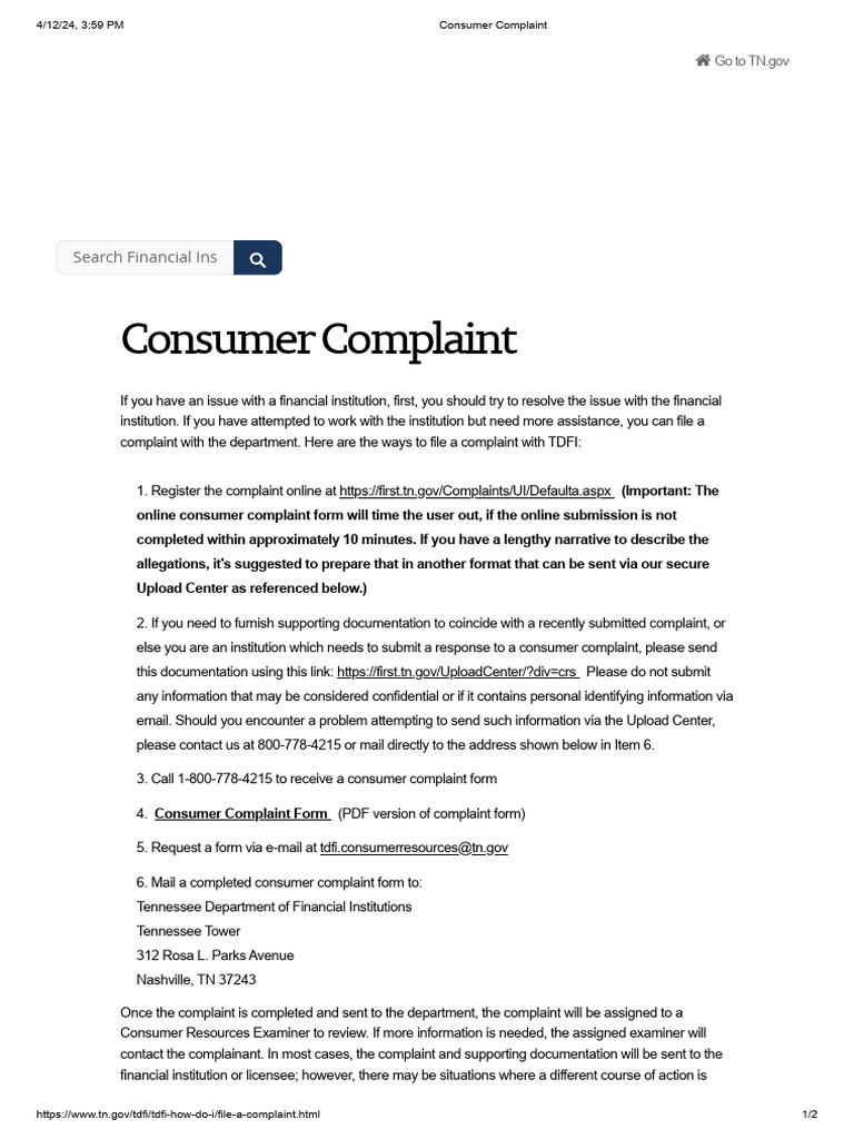 Consumer Complaint | PDF | Complaint